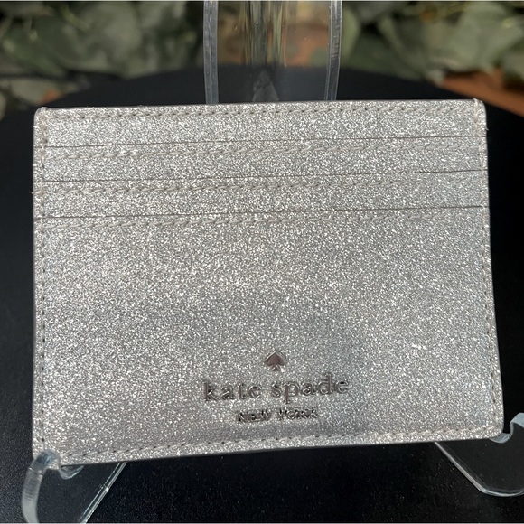 kate spade | Accessories | Nib Kate Spade Silver Glitter Card Holder ...